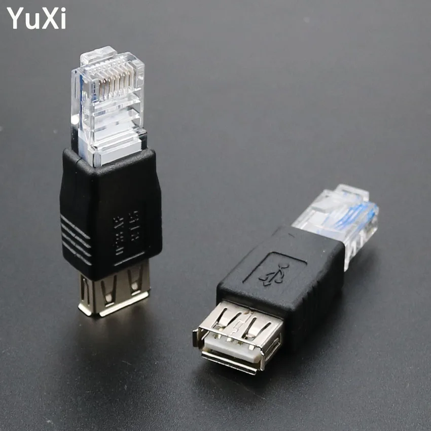 YuXi PC Crystal Head RJ45 Male to USB 2.0 Female Adapter RJ45 to USB ...