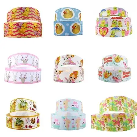 5 Yards Multi Sized Cute Rabbit Duck Printed Grosgrain Ribbons For Hair ...