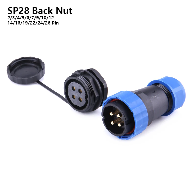 SP28 IP68 Back NUTกันน้ำConnector 2/3/4/5/6/7/9/10/12/14/16/19/22/24/26 Pinปลั๊กไฟฟ้าสายการบิน ...