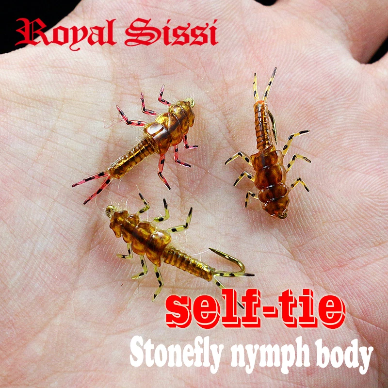 New 30pcs/set stonefly nymph rubber body and nymph hooks combo ...