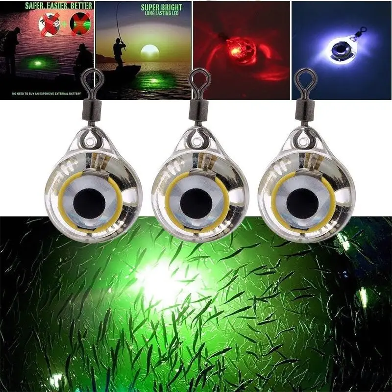 3/5pcs Mini Fishing Lure Light LED Deep Drop Underwater Eye Shape ...
