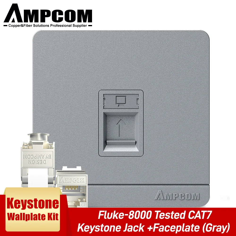 Ampcom (ul Listed) Wall Faceplate With Cat7 10gbps Stp Keystone Jack ...
