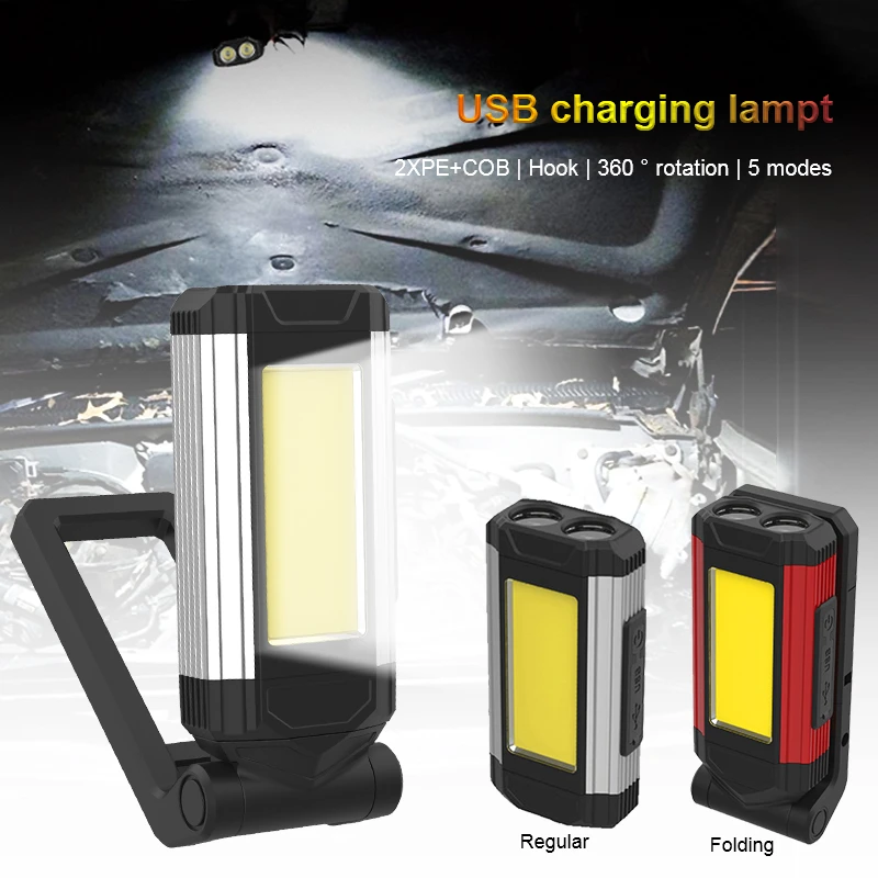 COB Lampu Kerja dengan Magnet 2XPE Senter LED Dapat Disesuaikan ...
