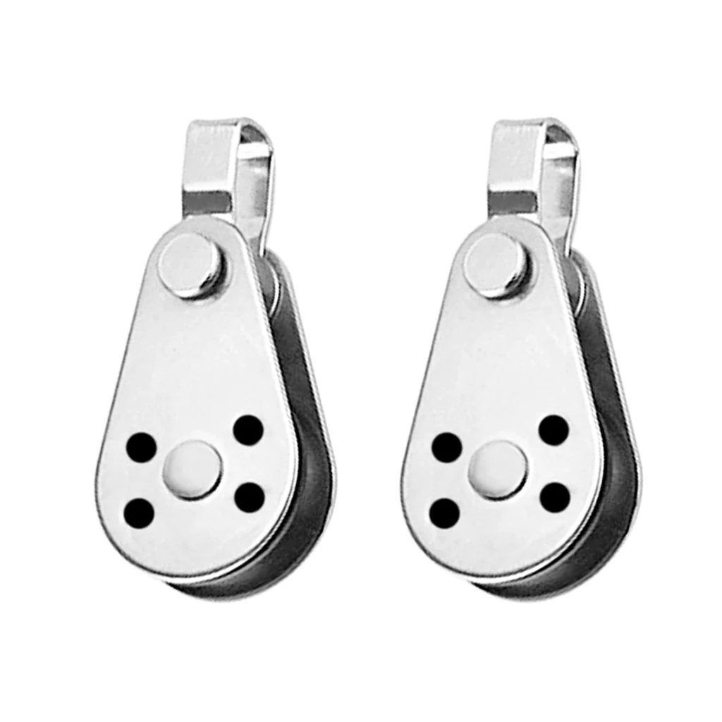 Silver 4 Pieces Single Wheel Pulley Block Top Grade 316 Stainless Steel ...