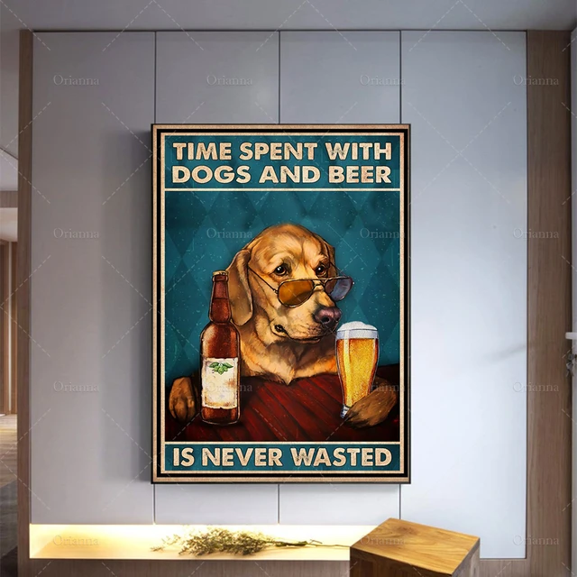 Dogs Drinking Beer Poster