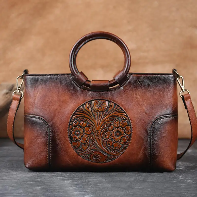Handmade Embossed Shoulder Bag for Women