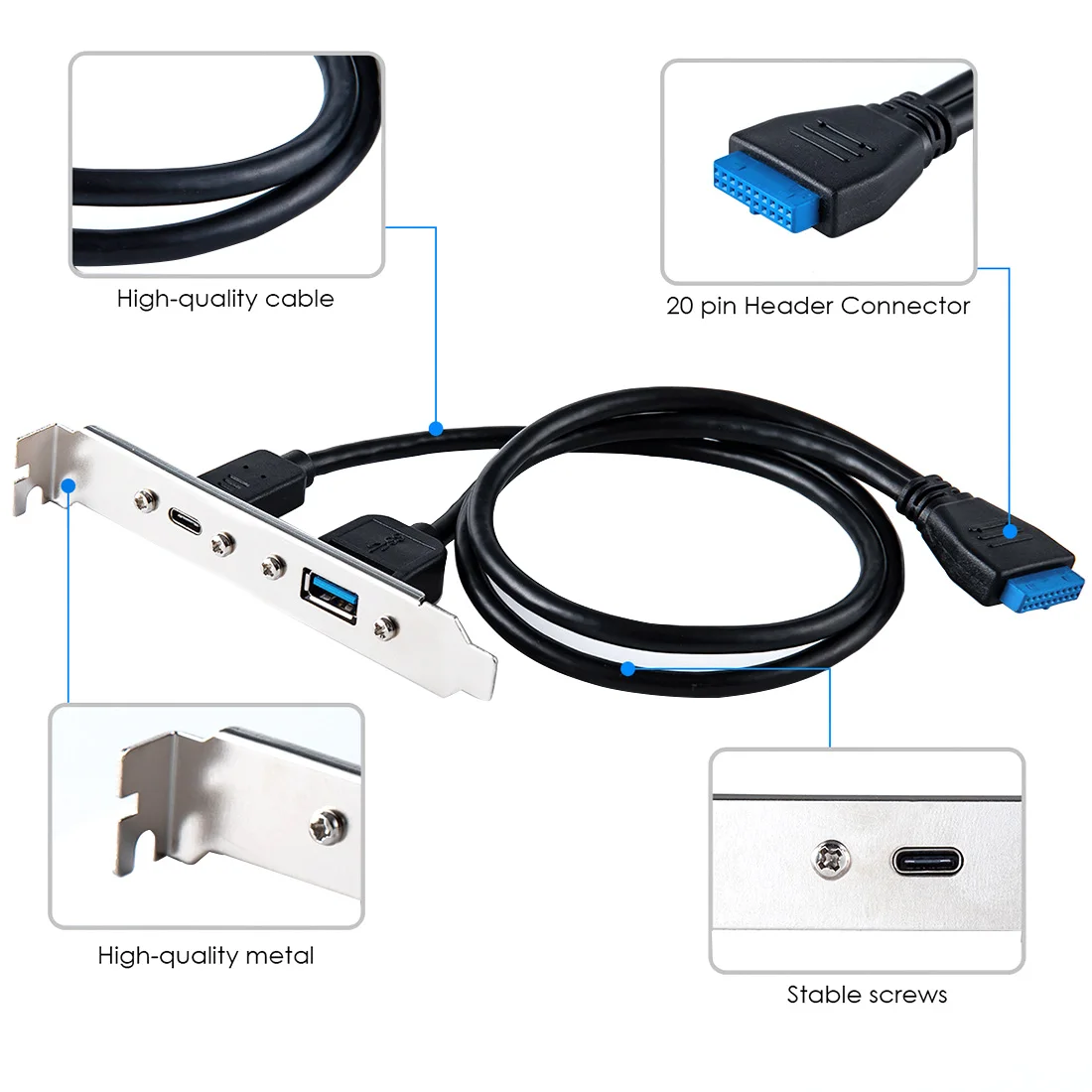 USB-C-3-1-Back-Panel-Expansion-Bracket-to-20-Pin-Header-Cable-2-Port ...