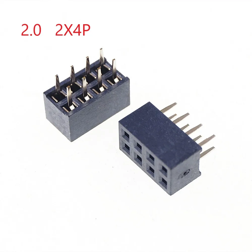 100pcs 2x4p 8 Pin 2.00 Mm Female Header Pin Headers Dual Row Straight ...