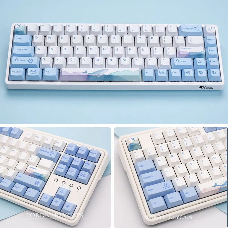 127 Key Blue And White Color Matching Keycap Original Height Ssuitable ...