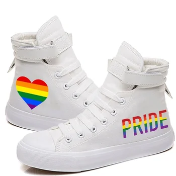 LGBT Pride High Top Canvas Shoes (Black Or White) - Queerks™
