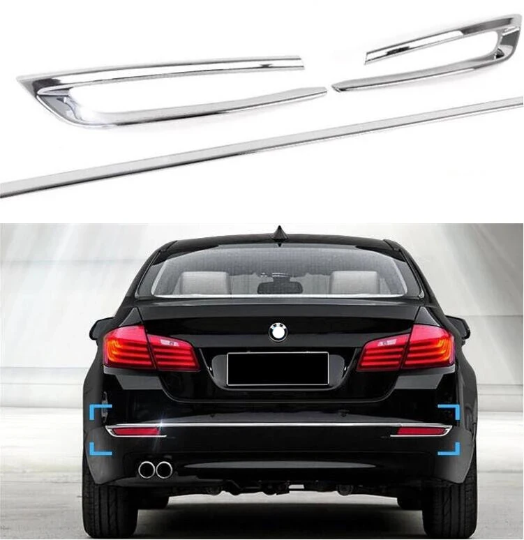 BMW 5 시리즈 F10 2014 2015 2016 ABS 크롬 리어 범퍼 프로텍터 가드 뚜껑 커버 몰딩 커버 및 안개등 라이트 ...