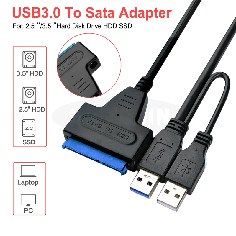 Cable USB Dual Sata, adaptador USB a Sata, compatible con disco duro ...