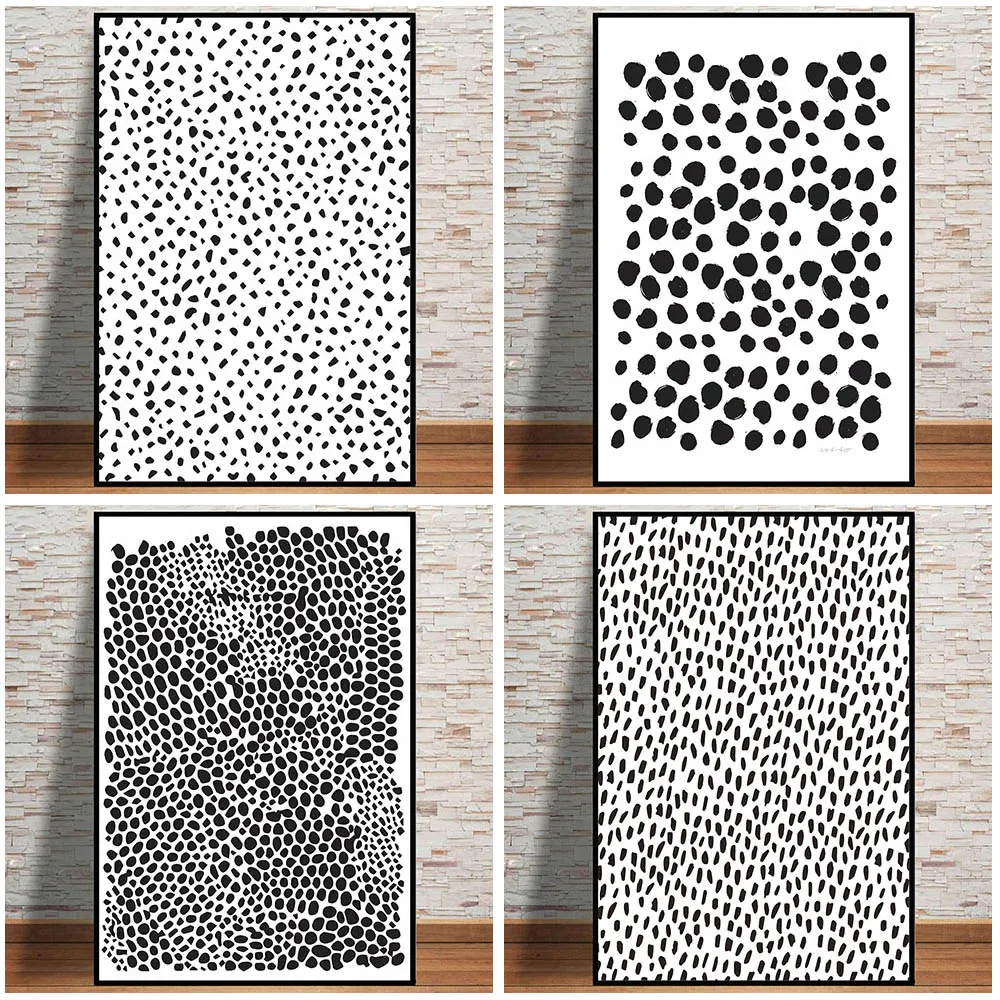 Black And White Dot Abstract Art Prints Modern Dense Black ...