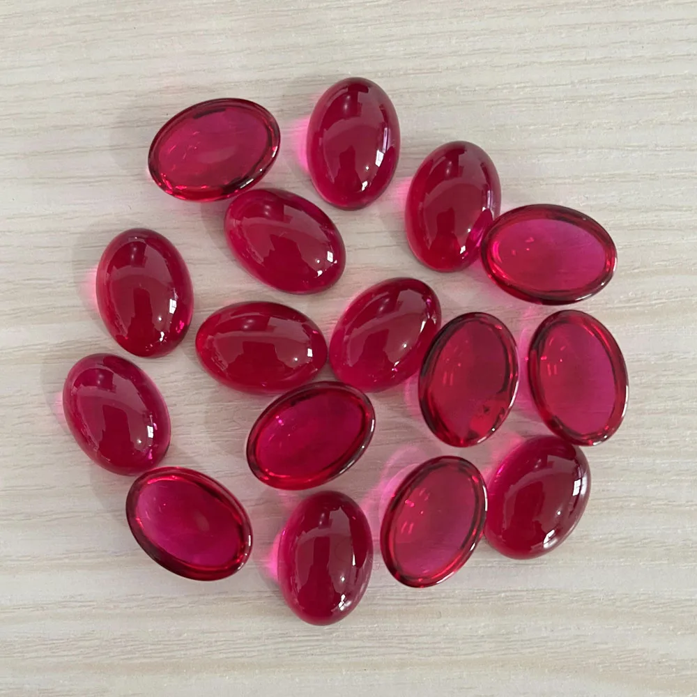 13x18mm Red Glass Oval Shape Cab Cabochon Synthetic Gemstone For ...