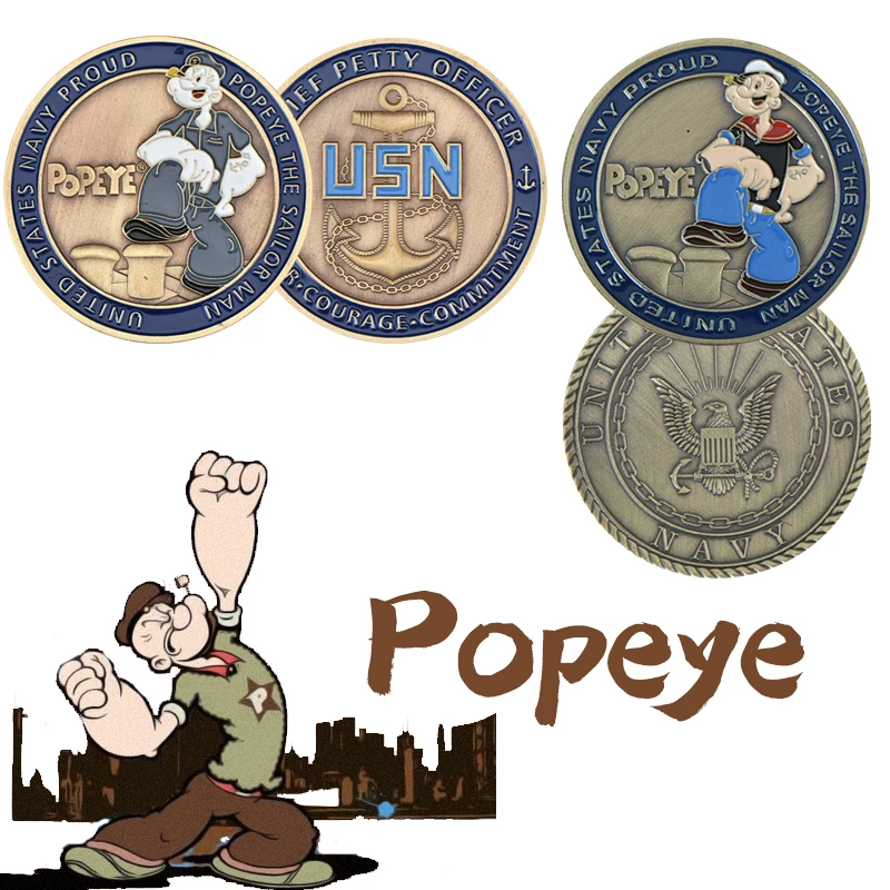 United States Navy Popeye The Sailor Man Challenge Coin Art ...