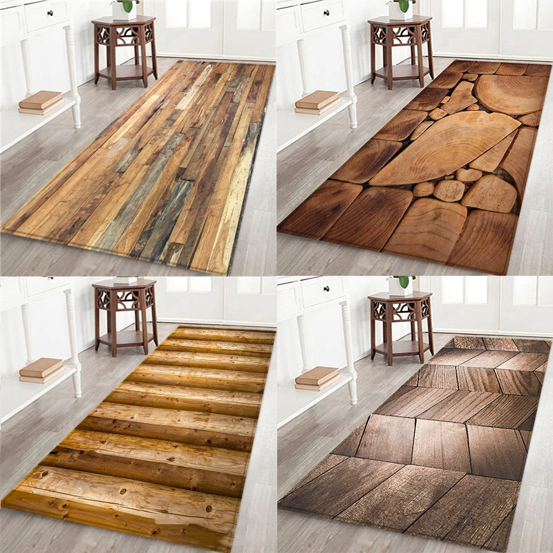 Geometric Wood Grain Kitchen Mat Floor Mat Carpet Door Mats Entrance ...
