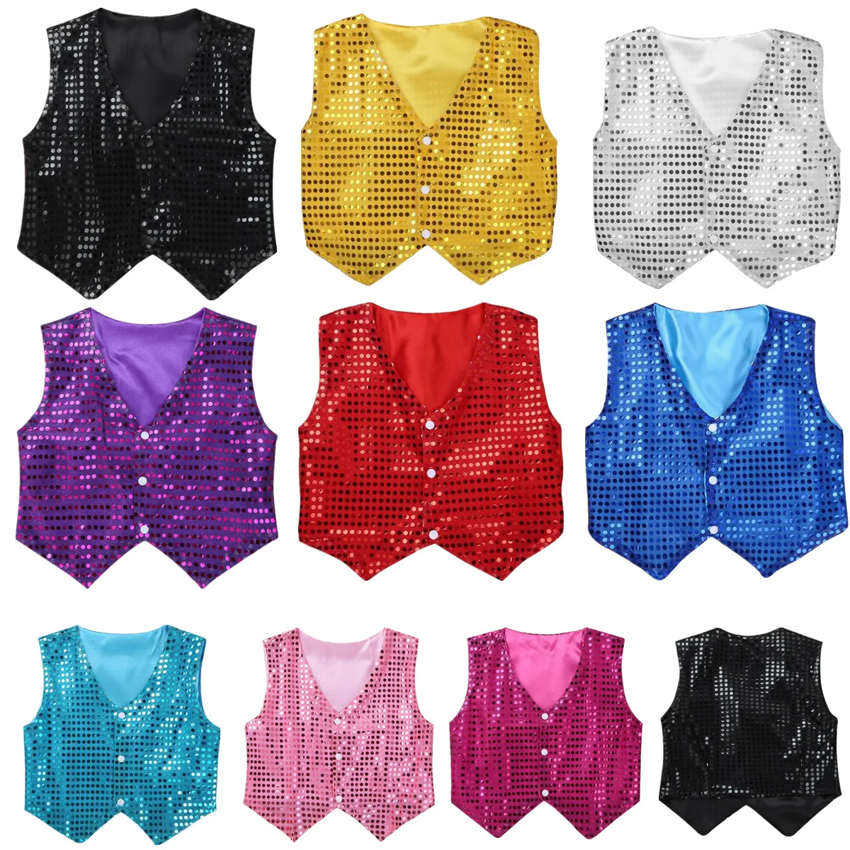 Kids-Boys-Shiny-Sequin-Vest-Choir-Hip-Hop-Jazz-Street-Dance-Stage ...