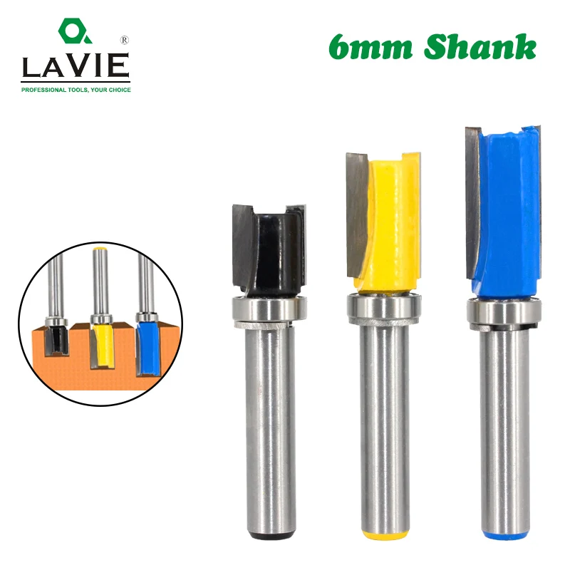 LAVIE-6mm-Shank-Flush-Trim-Router-Bit-Pattern-Bit-Top-Bottom-Bearing ...