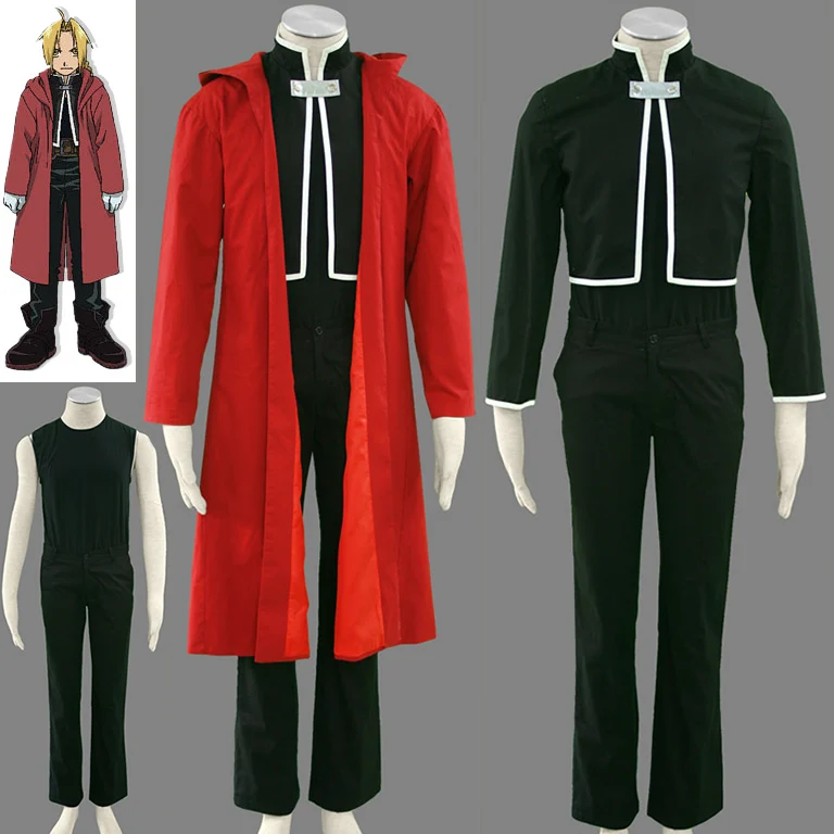 FullMetal Alchemist Series Edward Elric Hooded Coat Cosplay Costume ...
