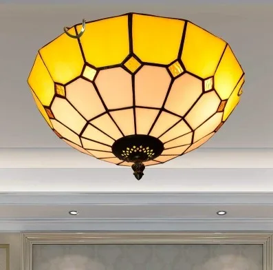 European Ceiling Lights stained glass Round Ceiling Lamp Asile Bedroom ...