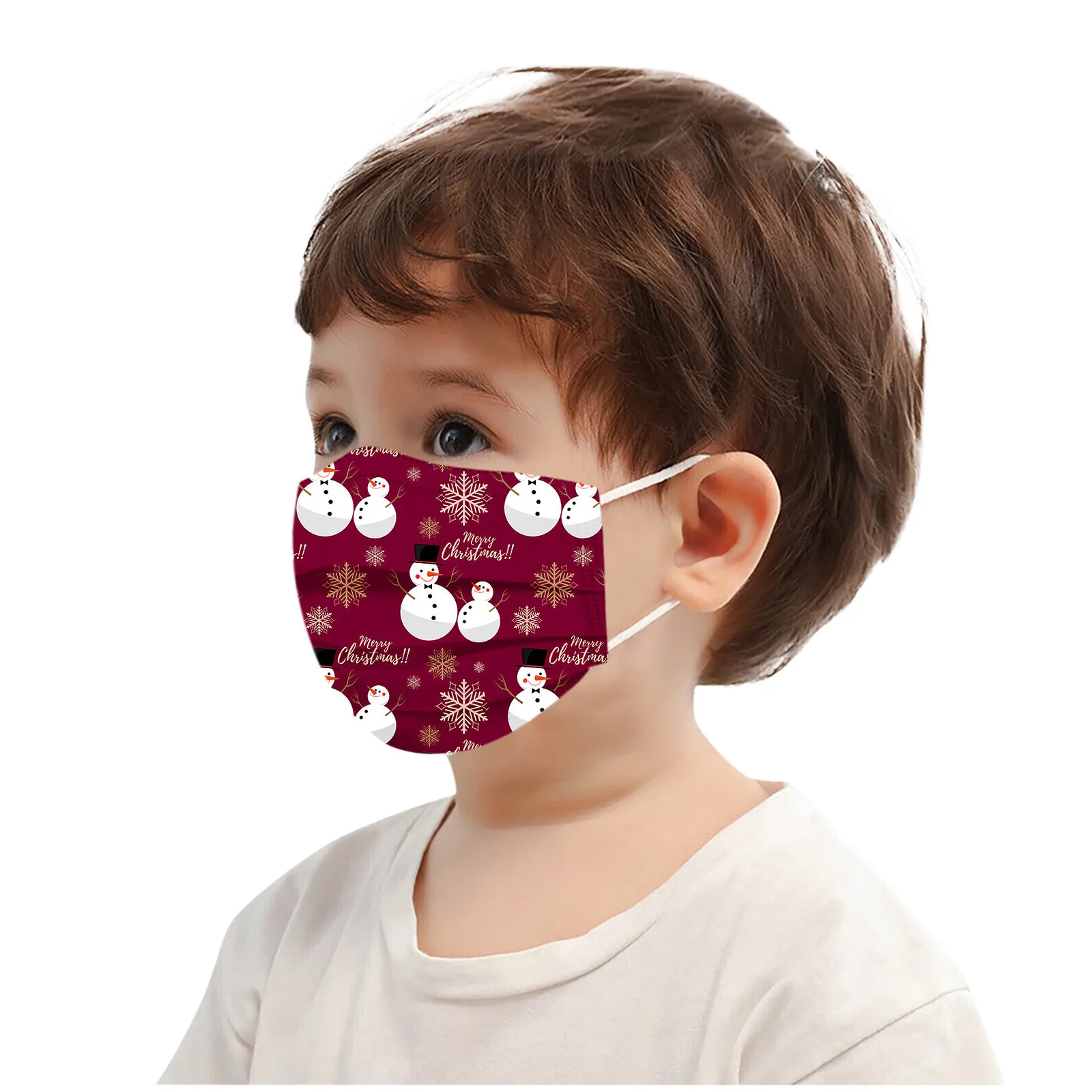 10pcs Christmas Face Mask For Children Printed Xmas Kids 3 ply Mouth ...