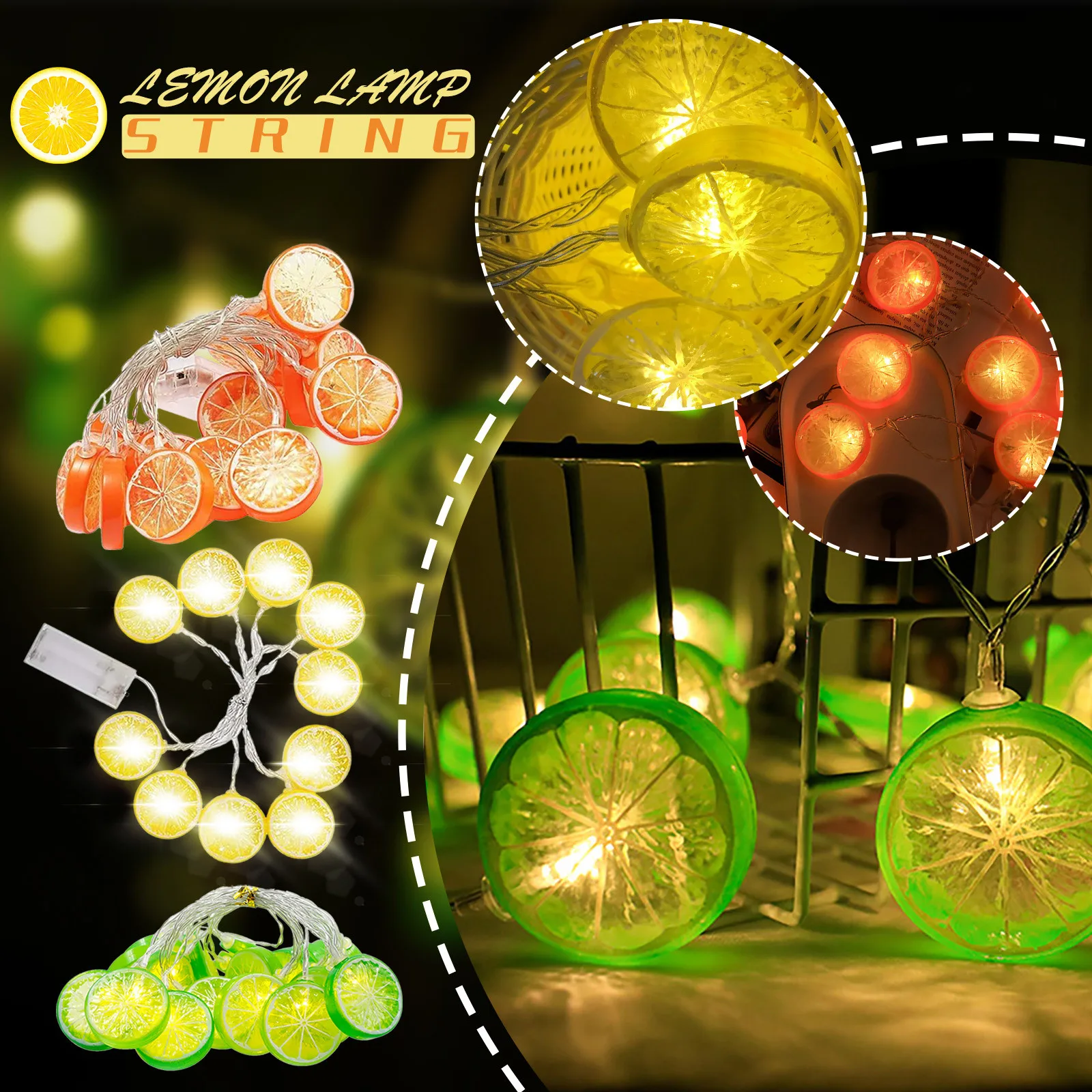 Outdoor Garland Street LED 3M 20 Light Lemon LED Christmas Decoration ...