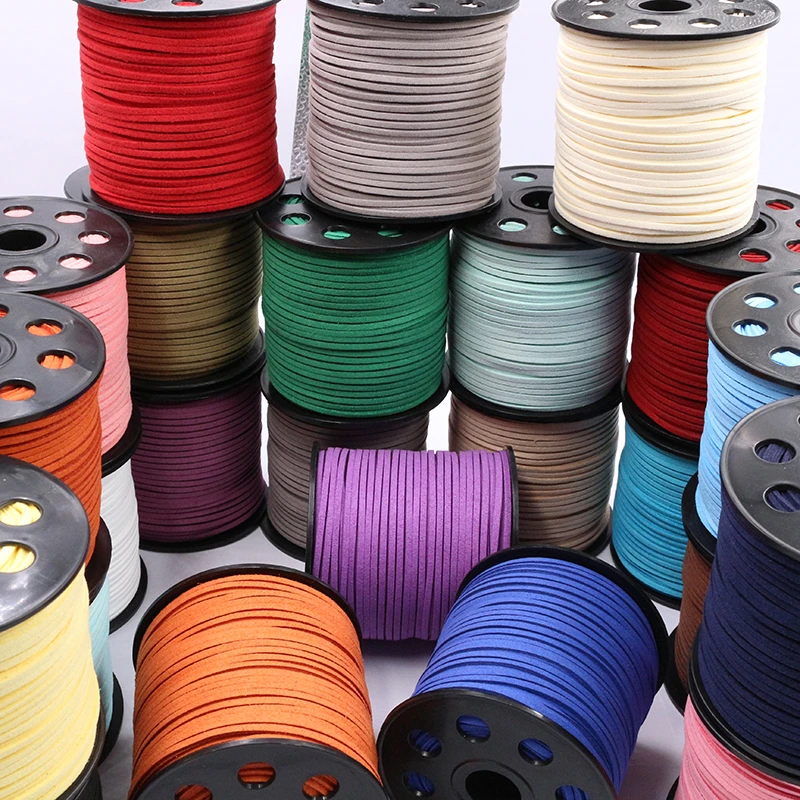10m/lot 2.5mm Flat Faux Suede Braided Cord Korean Velvet Leather Thread ...
