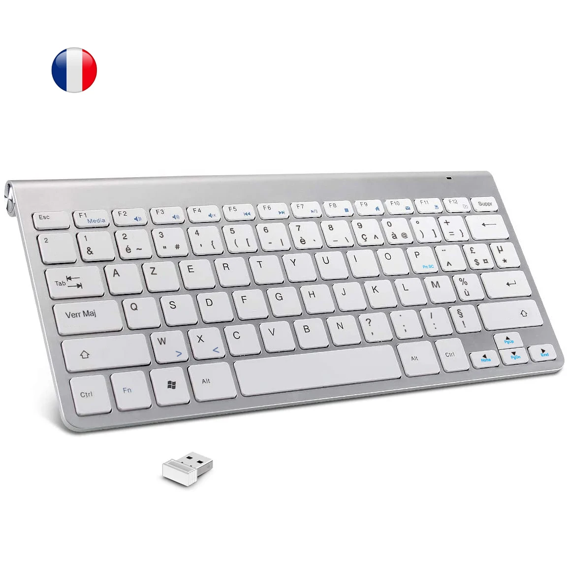 AZERTY-French-Layout-Wireless-Keyboard-Ultra-Slim-Multimedia-Keyboard ...