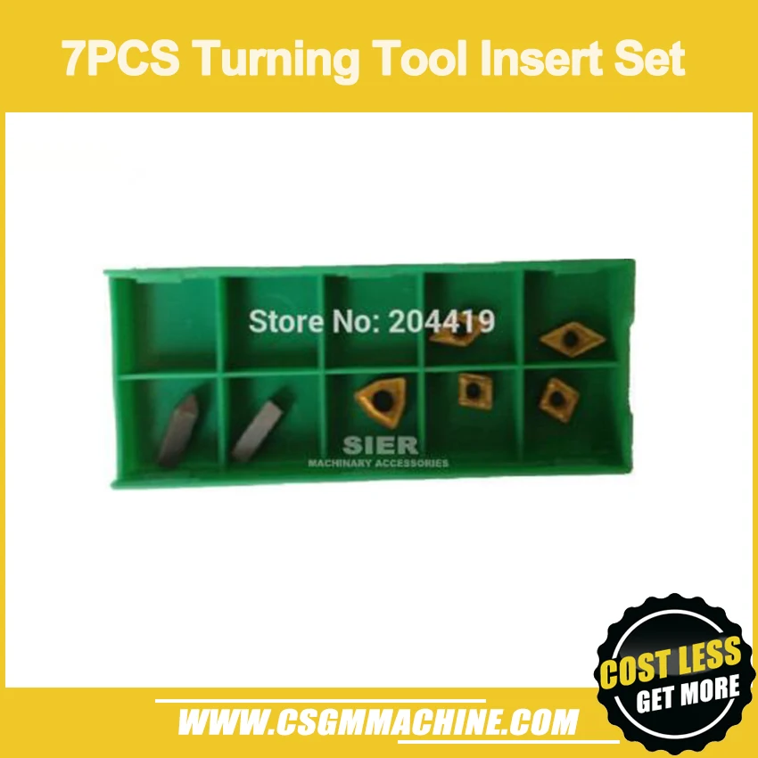 Free Shipping!/7pcs Carbide Insert for Manual Turning Tool set/Sieg ...