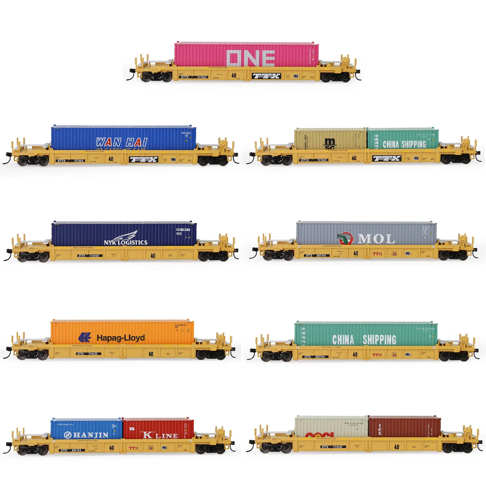 Evemodel-Model-Railway-HO-Scale-1-87-40ft-Well-Car-with-Container-20-40 ...
