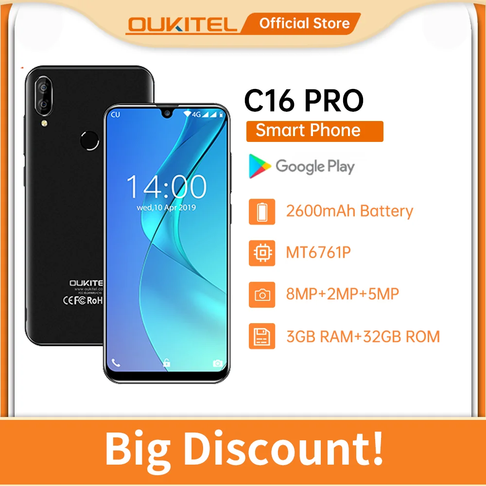 Oukitel C16 Pro 5.71" 3gb Ram 32gb Rom Mt6761p Smartphone 8mp ...