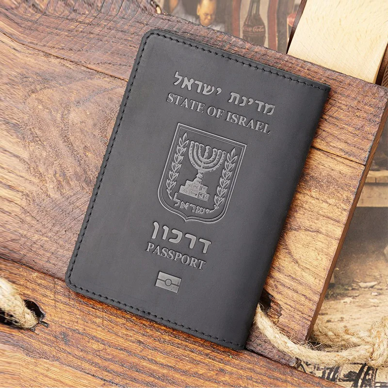 Genuine Leather Israel Passport Cover Travel Wallet Hebrew Passport ...