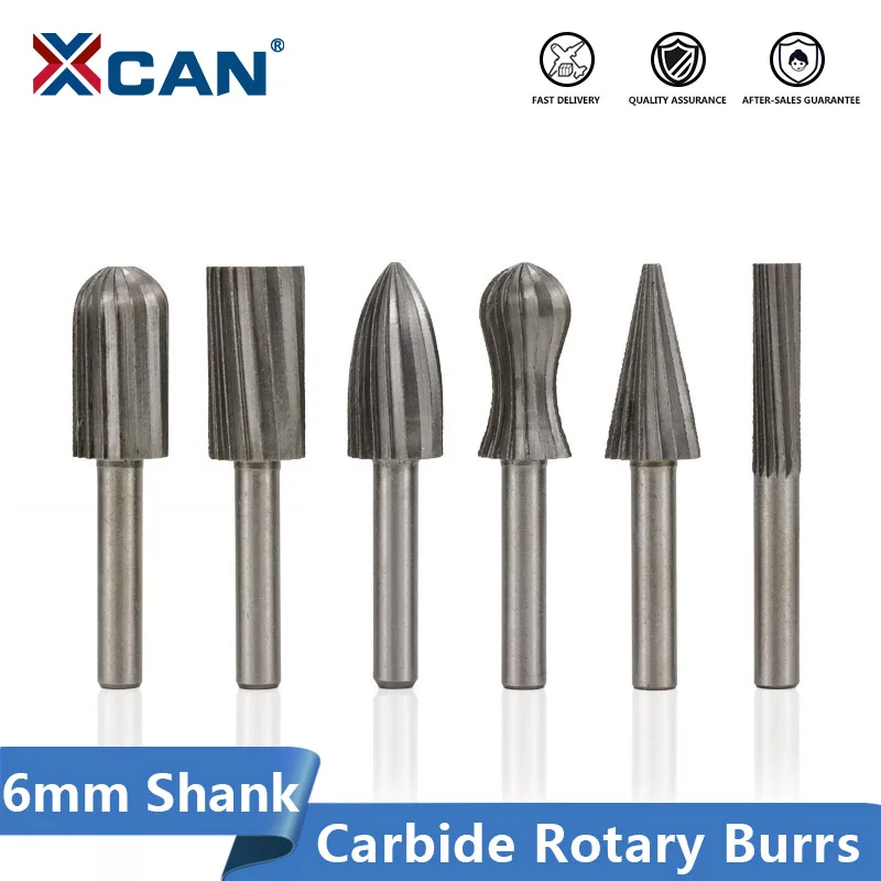 Xcan High Speed Steel Rotary Burrs 6mm Shank Router Rasps For Metal ...