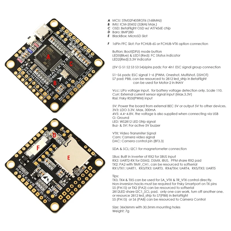 F405-STD BetaFlight STM32F405 Контроллер полета встроенный Инвертер OSD ...