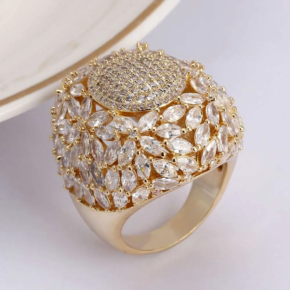 Bride Talk Luxury Super Big Ring Paved Zirconia Brass Jewelry ...