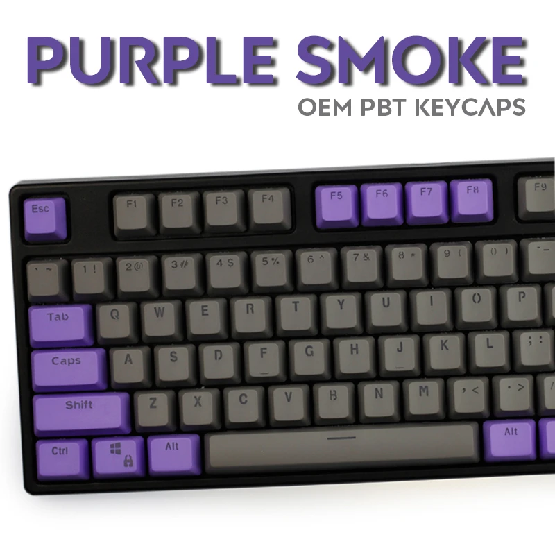 Purple Smoke 104/87 Key PBT Double Color Backlight Mechanical Keyboard ...