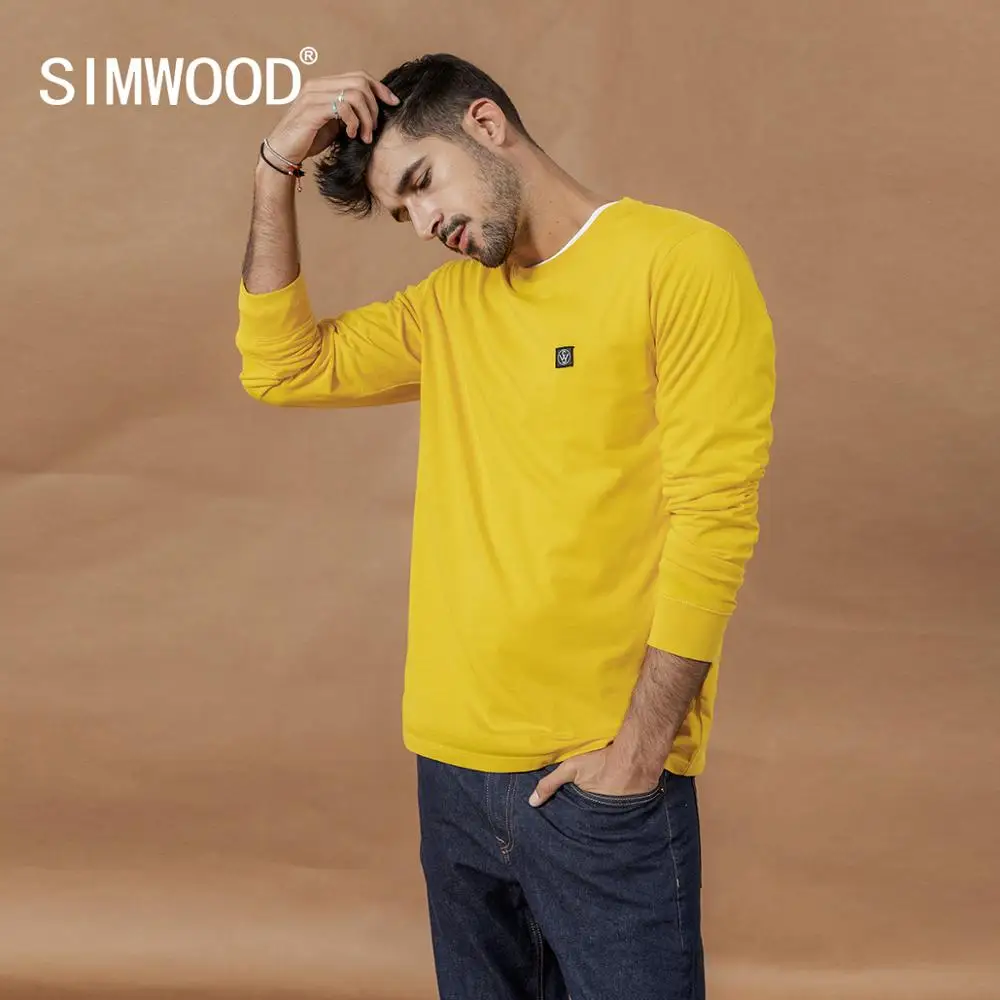 Simwood 2021 Autumn New Long Sleeve T-shirt Men Casual Basic 100% ...