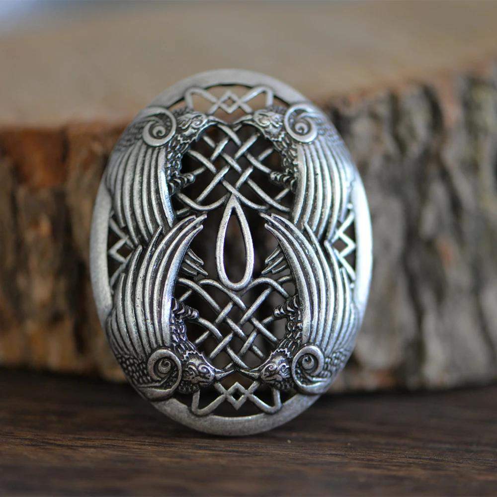 LANGHONG 1pcs Nordic Vikings Brooch Sweden Scandinavian Hollow Raven ...