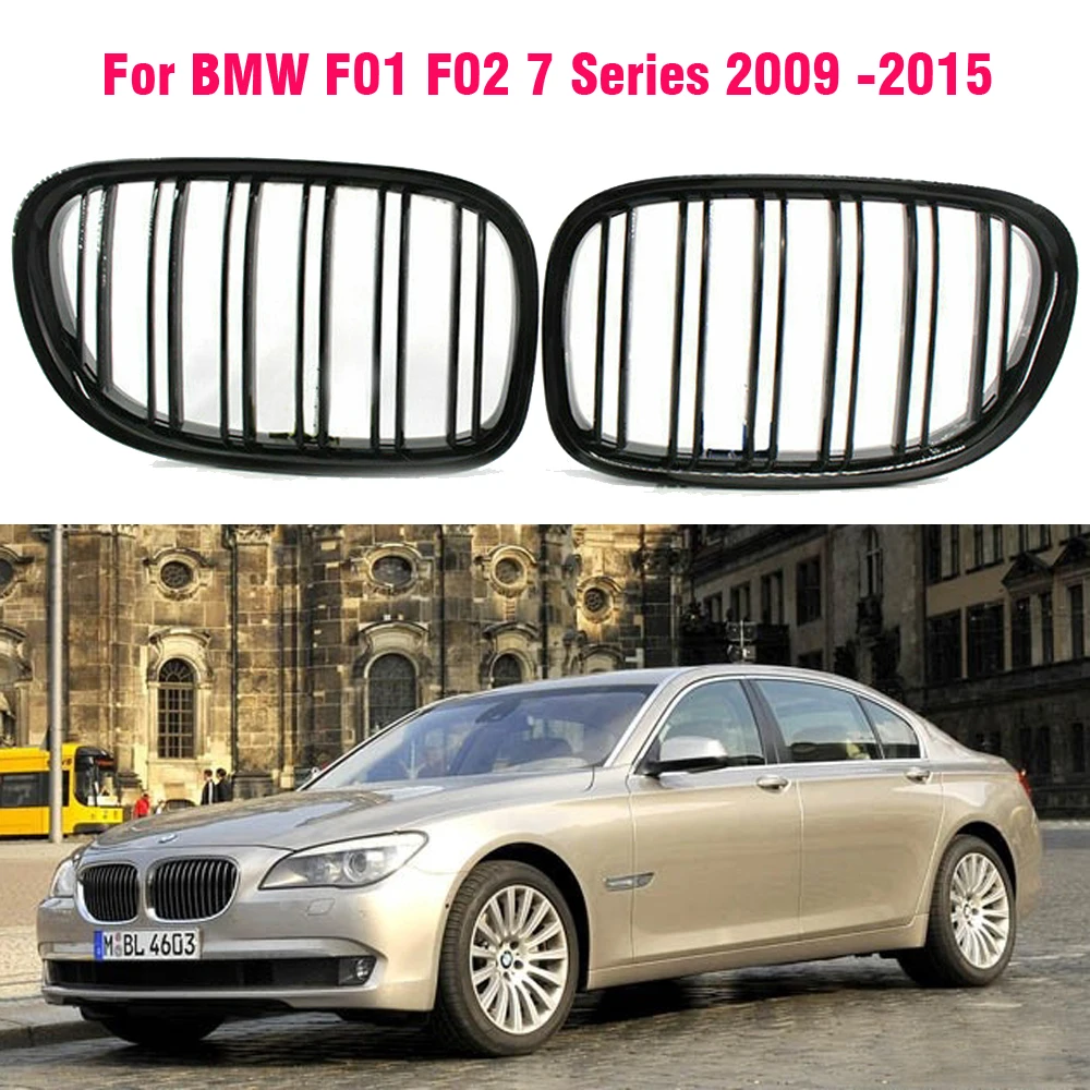 Front Kidney Grille Grills Glossy Black For BMW F01 F02 7 Series 2009 ...