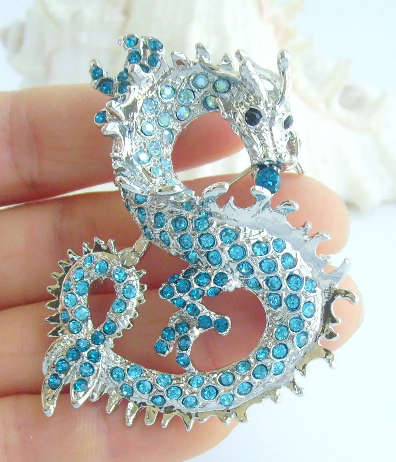 Unique-2-36-Chinese-Dragon-Brooch-Pin-Pendant-Lake-Blue-Rhinestone ...
