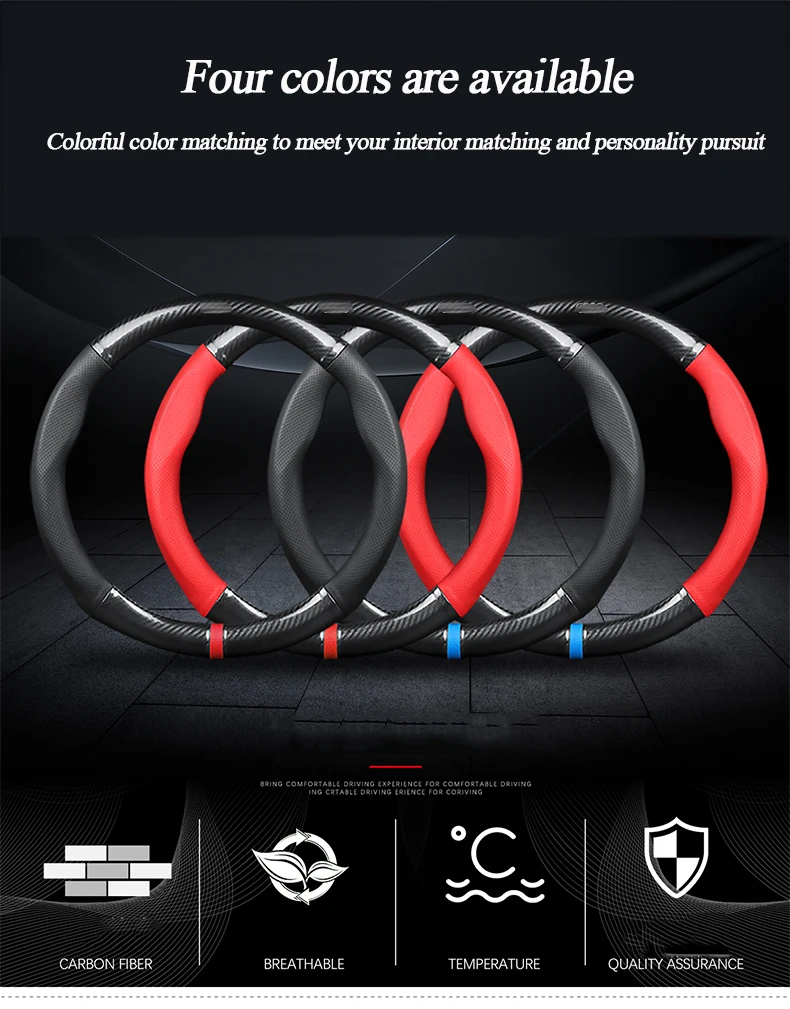 COUVRE-VOLANT,BLACK-B logo--Jeu de housses de volant de voiture, pour ...