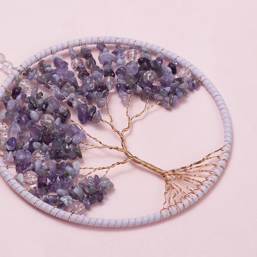 Amethyst Healing Crystal Tree Of Life Hanging Ornament Wire Quartz ...
