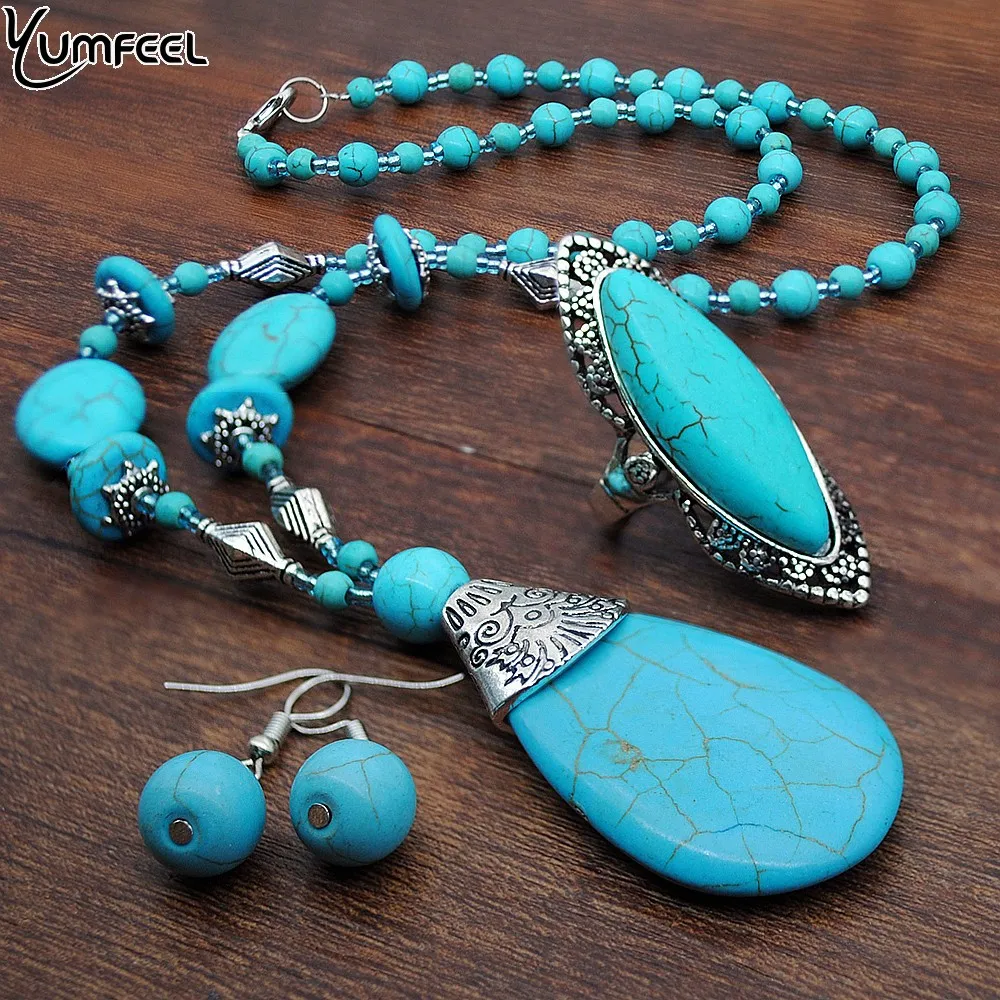 Vintage Turquoise Necklace Sets | Turquoise Jewelry Set | Set Jewelry ...