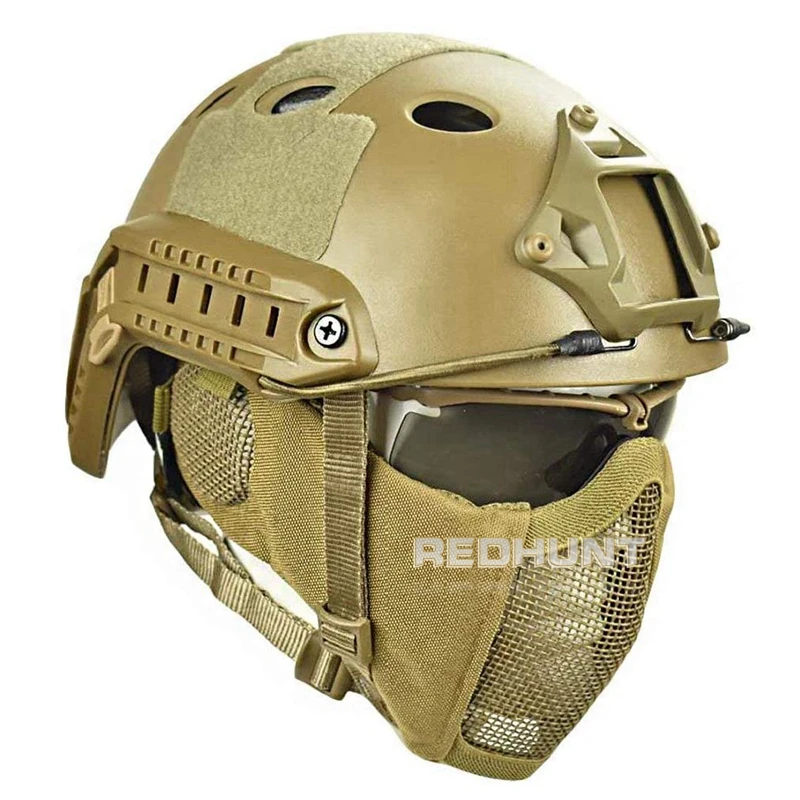 Tactical-PJ-Fast-Helmet-Paintball-Steel-Mesh-Mask-with-UV-Protection ...