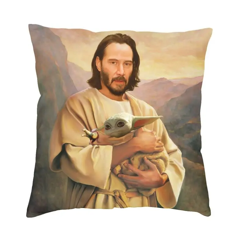 Jesus-Saint-Keanu-Reeves-And-Baby-Throw-Pillow-Cover-Decoration-3D ...
