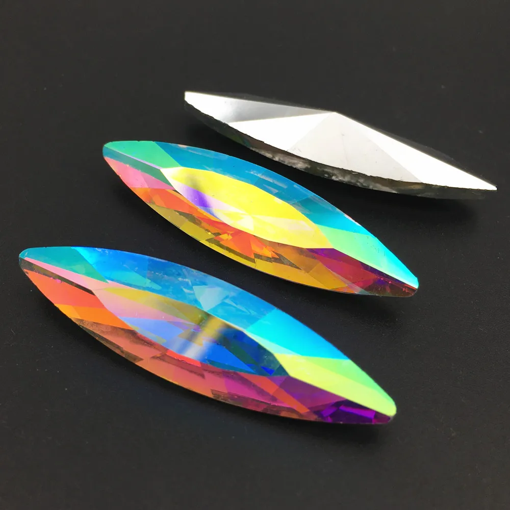 10x35mm 13x48mm Big Navette Shape Rhinestone Pointback Marquise Glass ...