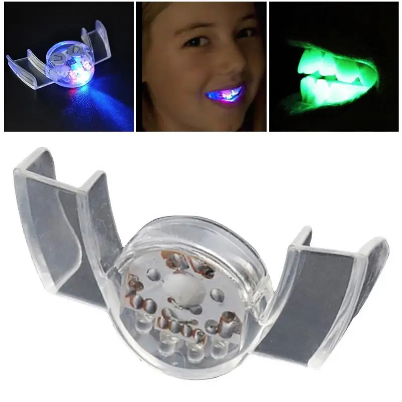 Flashing Teeth Mouth Light Up Safety Material TPR Mouthpiece Glow Tooth ...