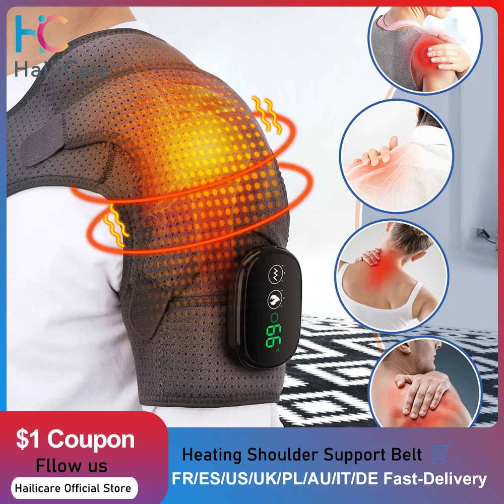 Electric Heating Shoulder Massager Brace Joint Vibration Arthritis Pain ...