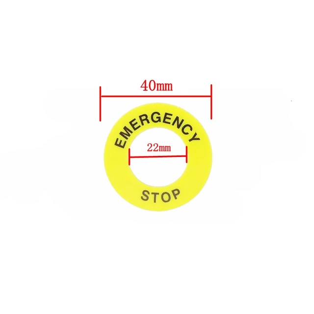 Yellow Emergency Stop PushButton Switch Accessory Warning Legend Label ...
