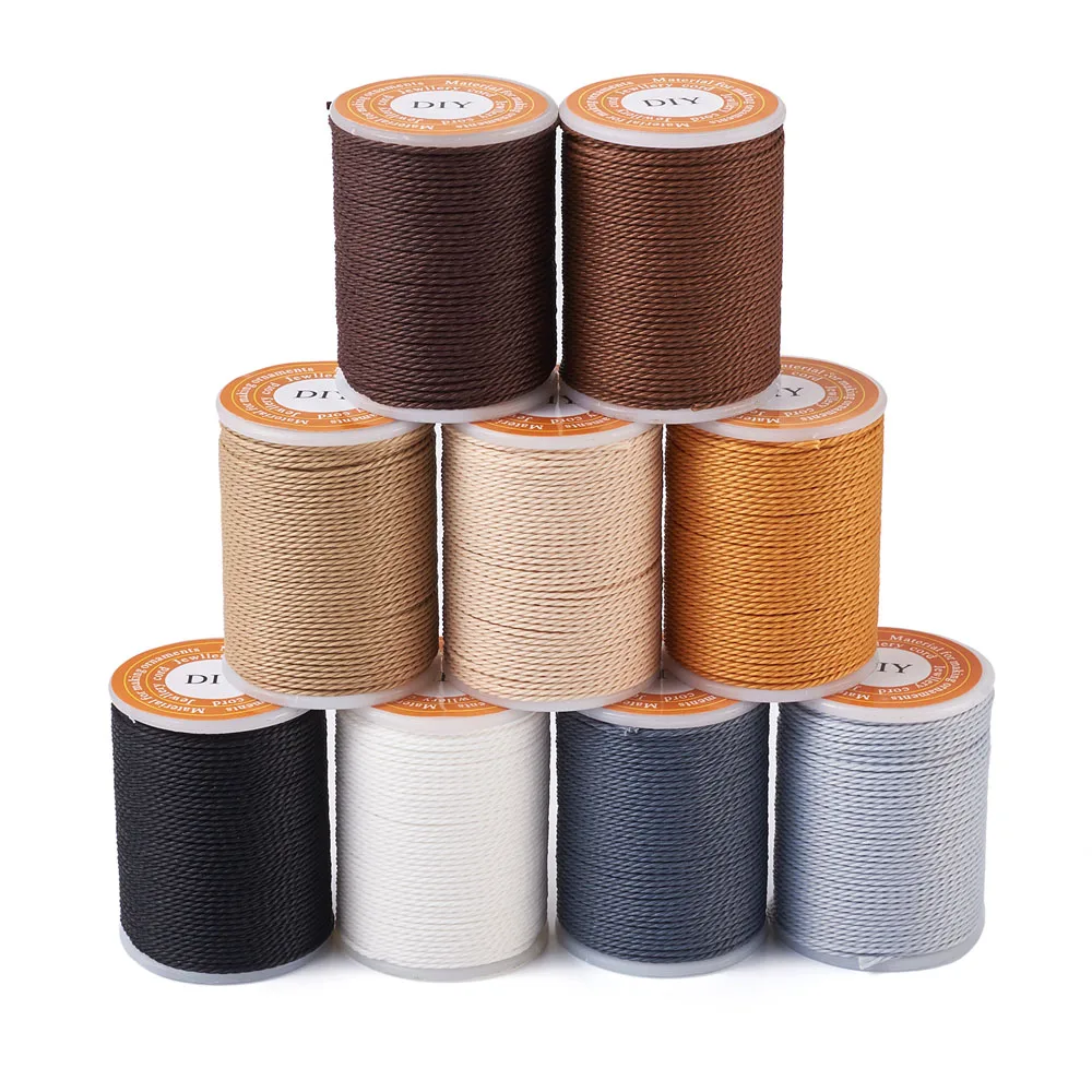 9Rolls 1mm Waxed Polyester Cord Mixed Color Twisted Cords Threads ...